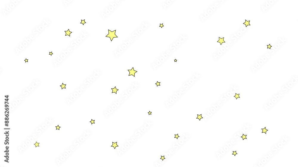 Yellow stars, each outlined with an outer stroke and having a sharp ...