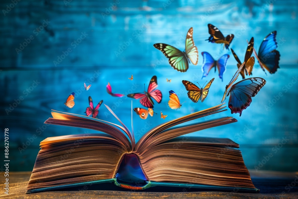 A fluttering book clipart image with pages fluttering in the breeze ...