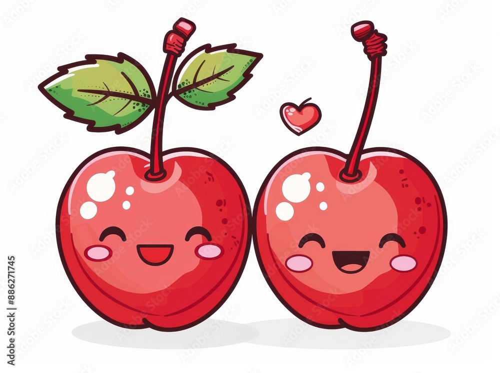 This cartoon clipart of a smiling cherry is set against a plain white ...