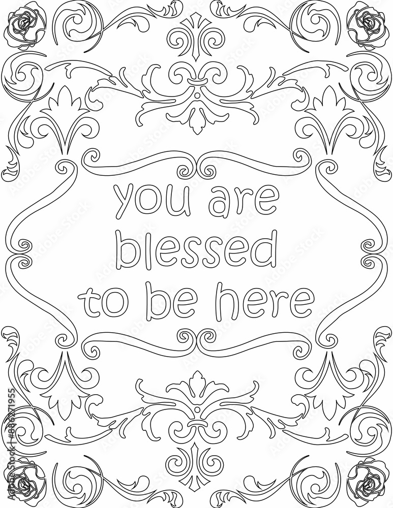 Printable floral coloring page for kids and adults with inspirational ...