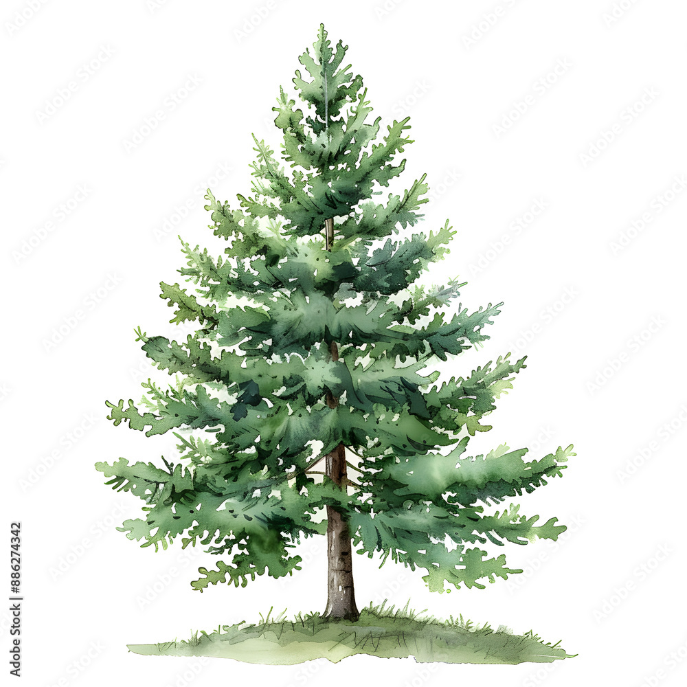Trees front view, PNG, watercolor style vector tree, pine tree ...
