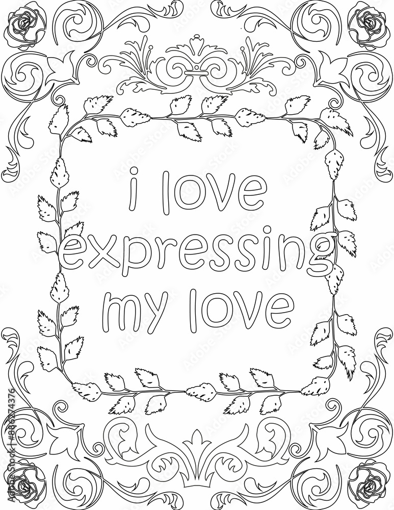Printable floral coloring page for kids and adults with inspirational ...