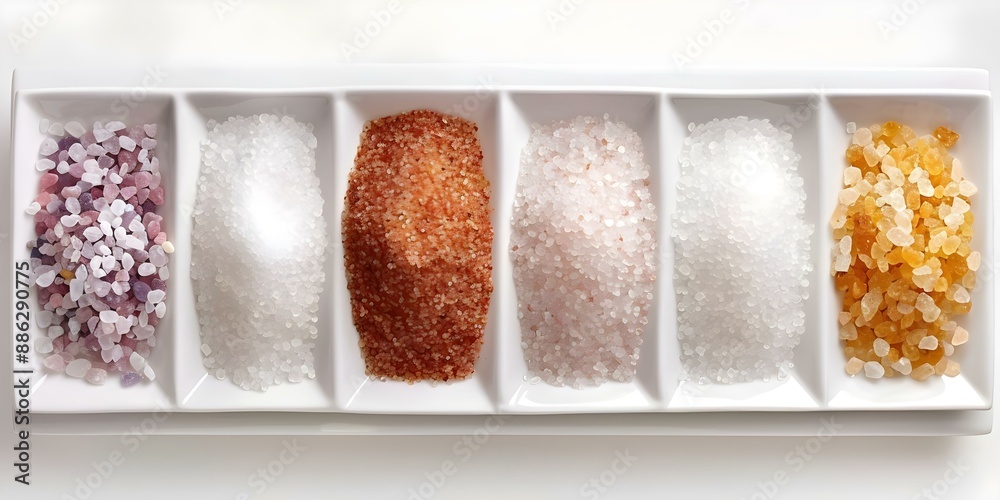 Display of gourmet salt collection in a picture frame on a white ...