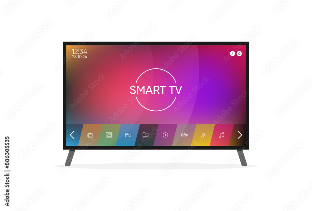 Vector smart tv concept - illustration in flat style with apps and ...
