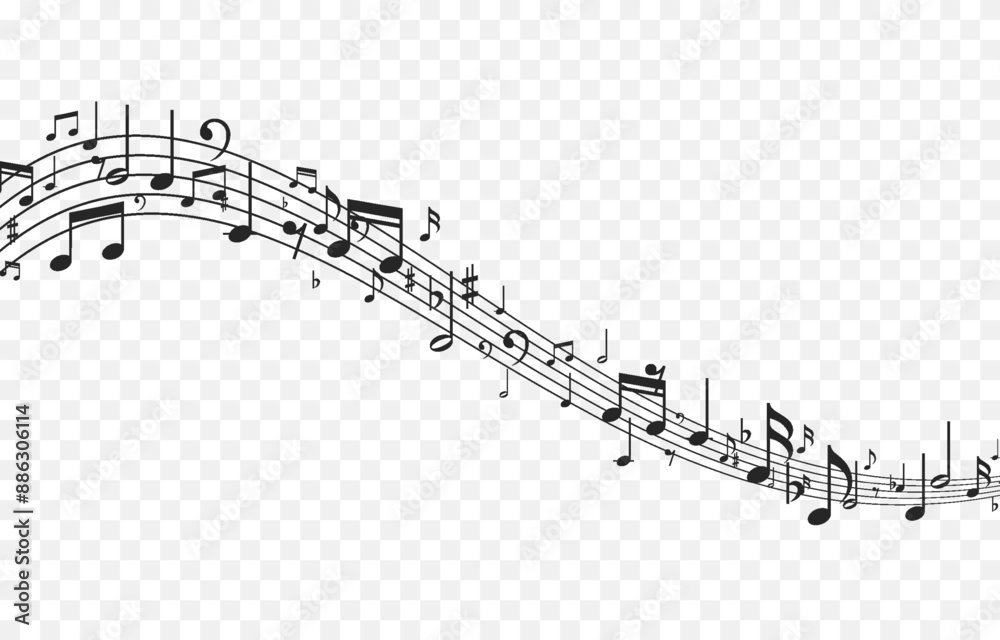 Musical notes on an isolated transparent background. Musical notes png ...