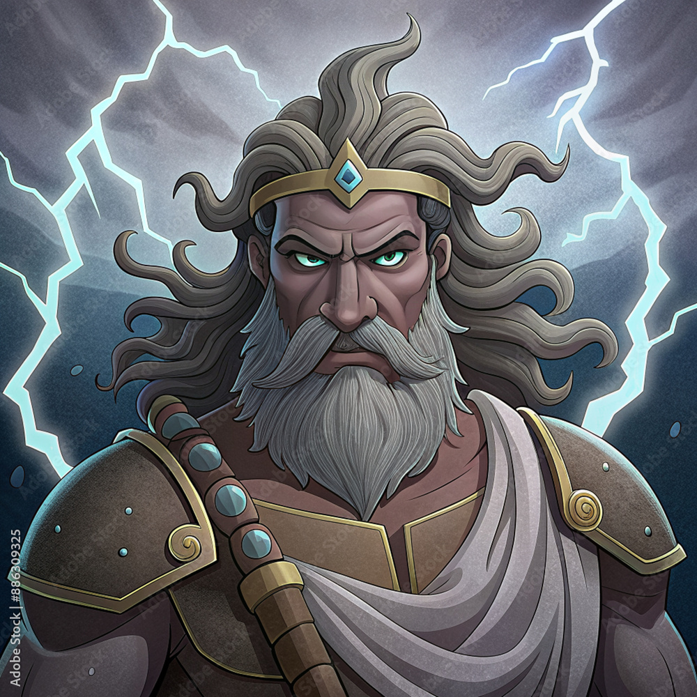 Zeus. God of sky and thunder. God of thunder and lightning Stock ...