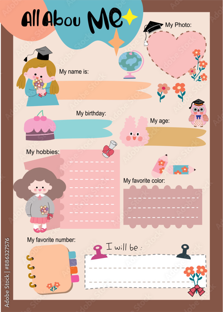 back to school, Cute All about me, cute cartoon all about me and ...