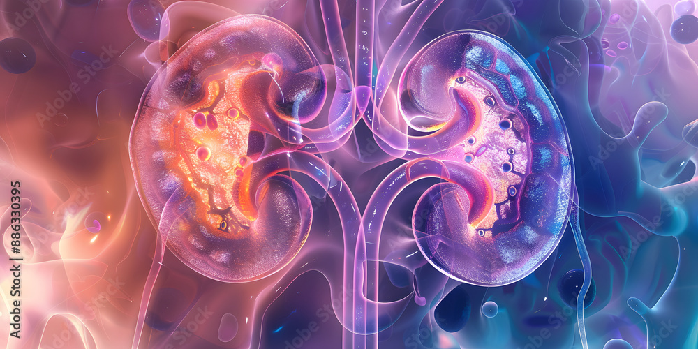 Renal pathology image displaying chronic kidney disease effects on ...