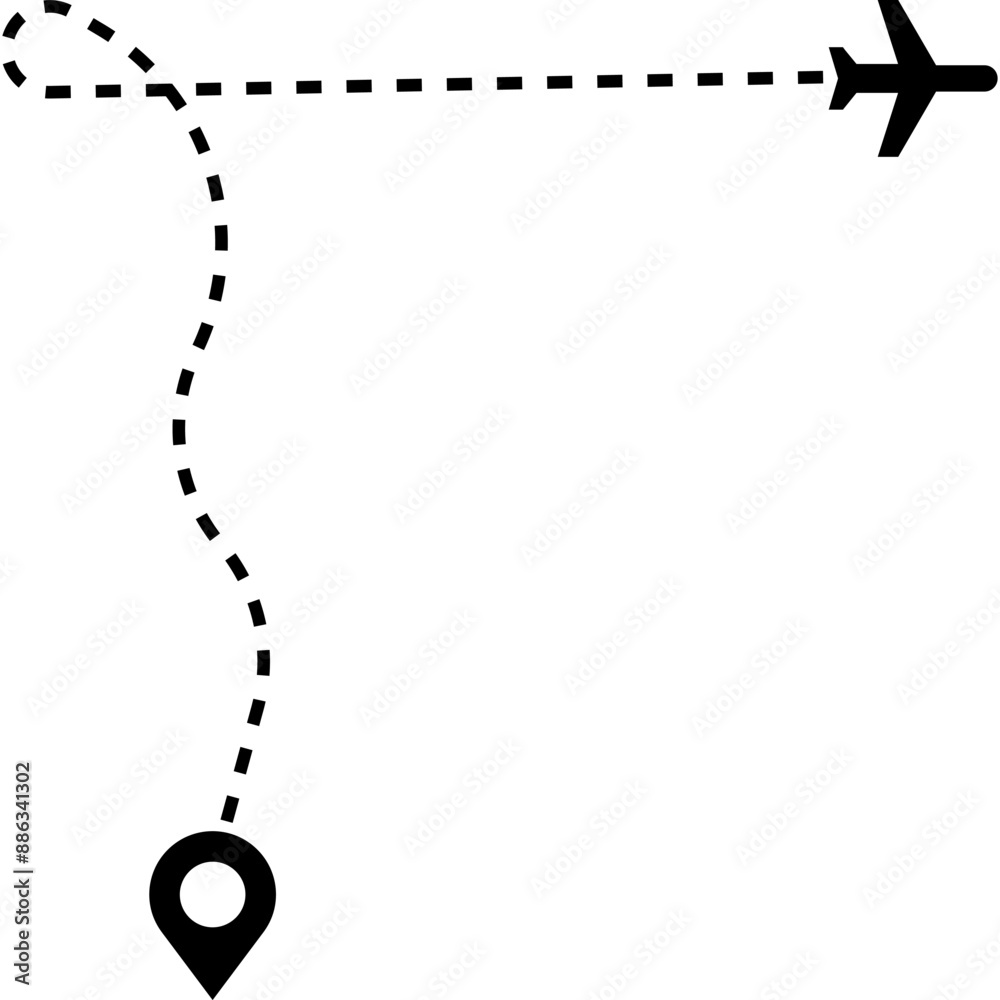 Airplane Path Way. Airplane Track to Point. Plane Flight Path. Flight ...