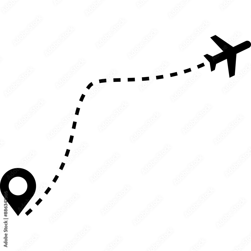 Airplane Path Way. Airplane Track to Point. Plane Flight Path. Flight ...