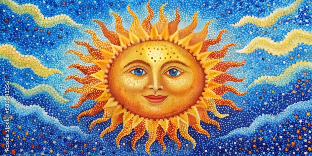 Pointilism painting of the sun on the summer solstice, sun, pointilism ...