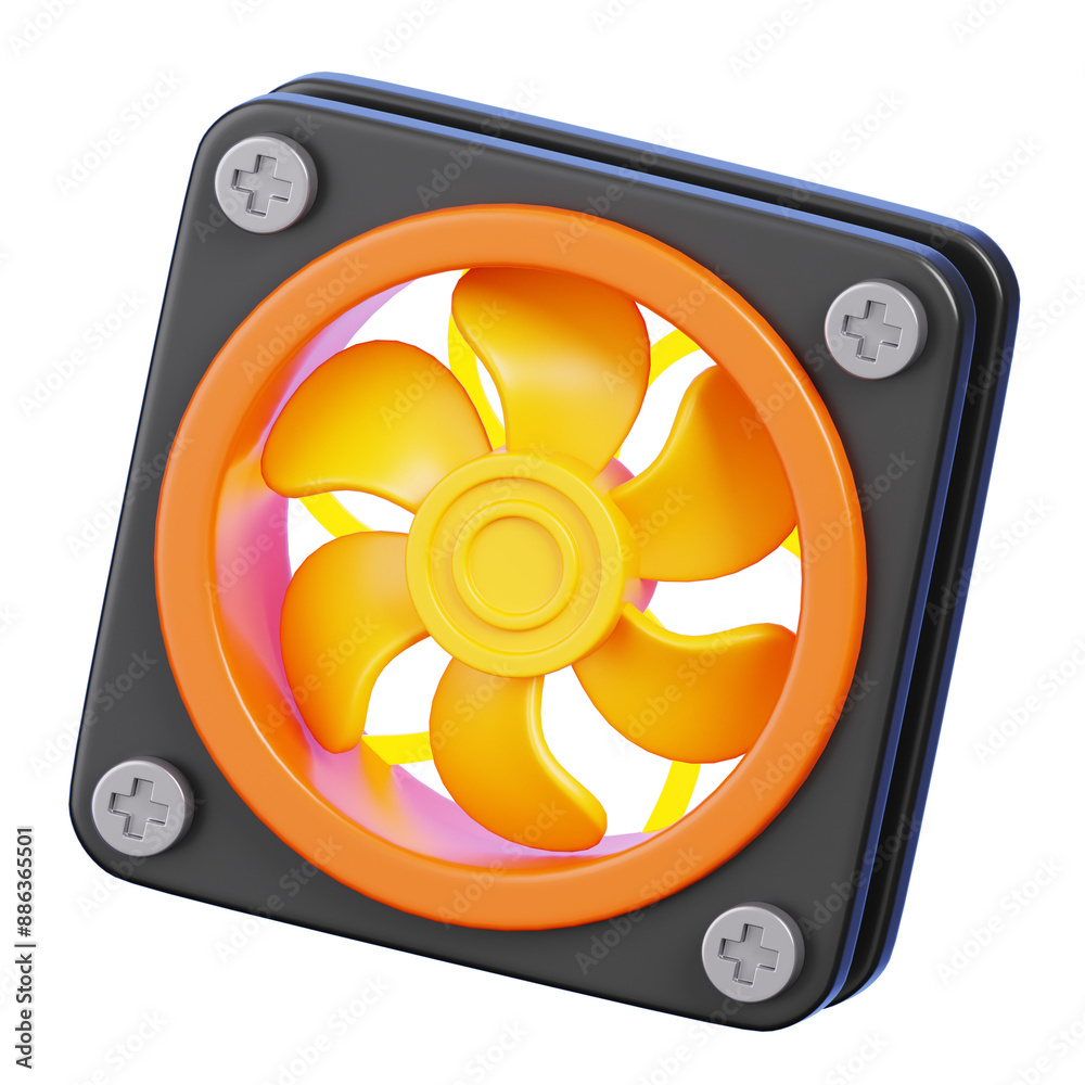 Computer PC Case, CPU Cooler Fans Isolated on Transparent Background ...