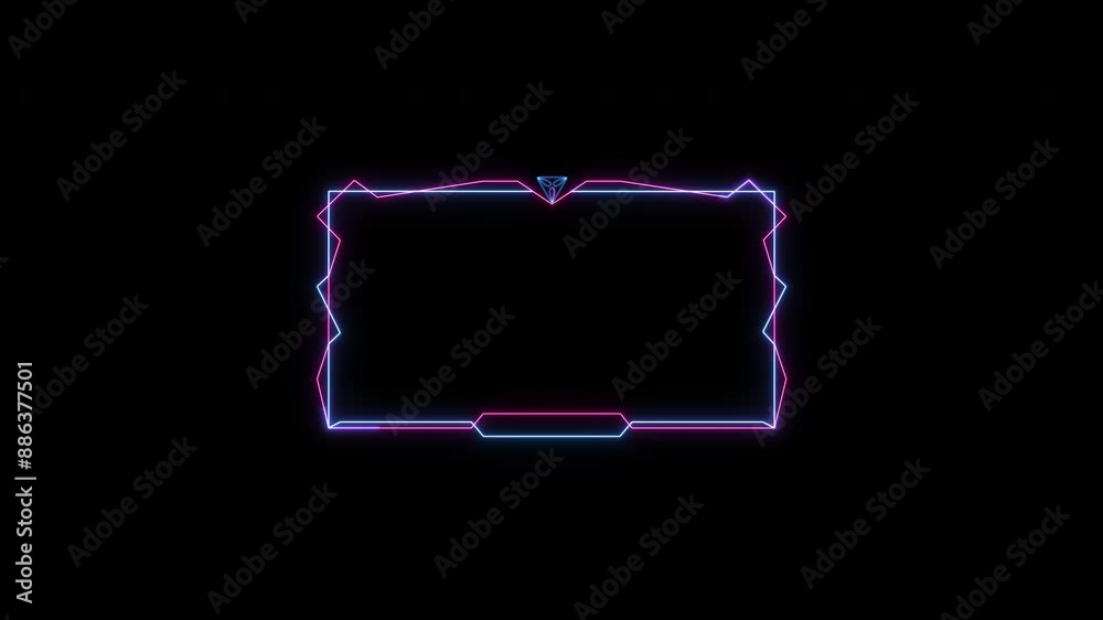 Neon looped light frame for game streaming video on a transparent ...