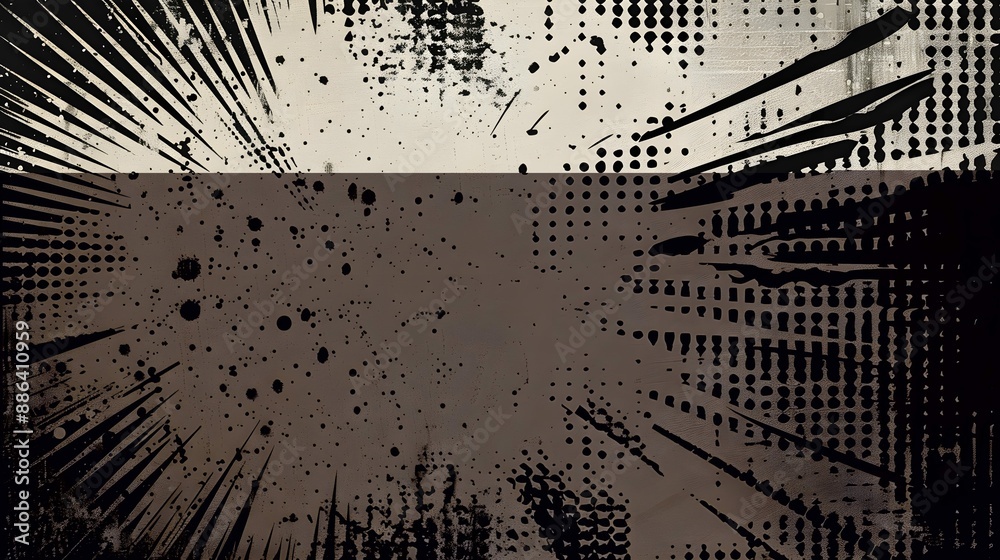 Vintage grungy bitmap background with aged halftone comic texture in a ...