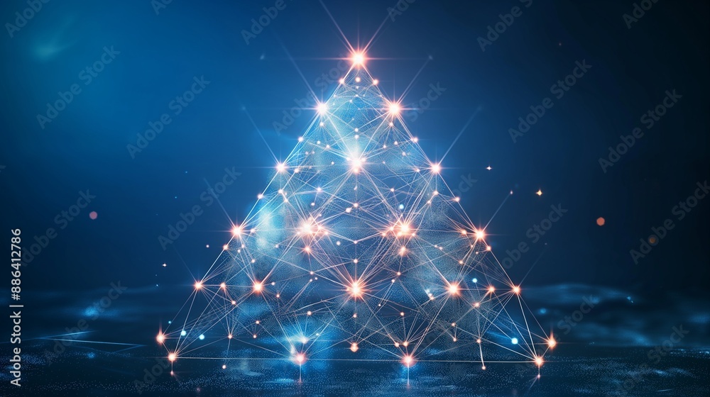 An illustration of a pyramid made up of interconnected network nodes ...