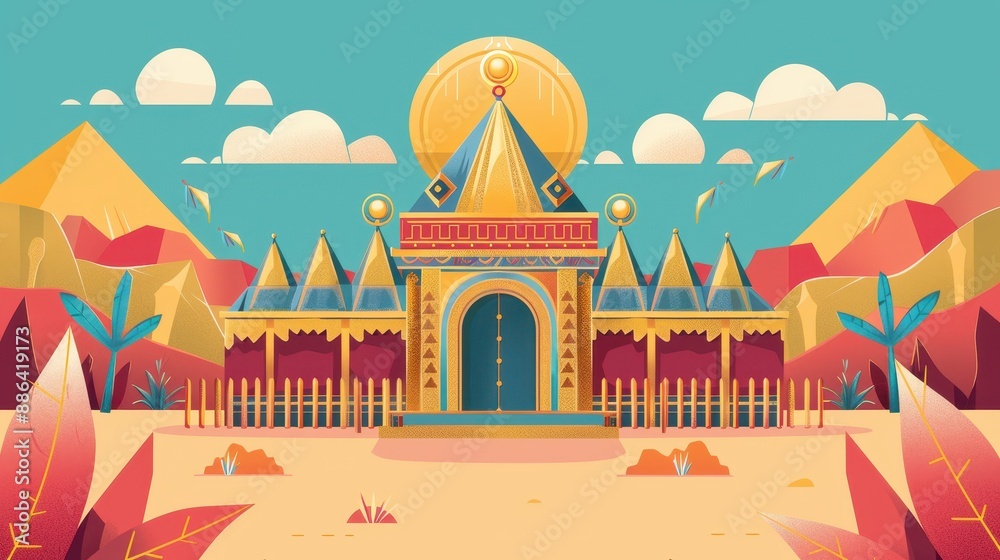 Exodus : Intricate design and fully erected tabernacle, detailed flat ...