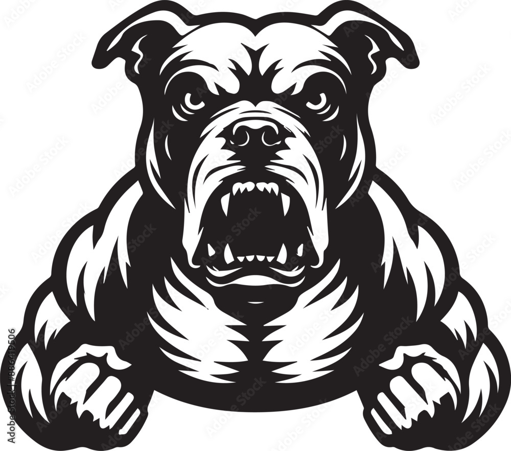 Angry Pitbull Vector Illustration Silhouette. Vector logo of a mad dog ...