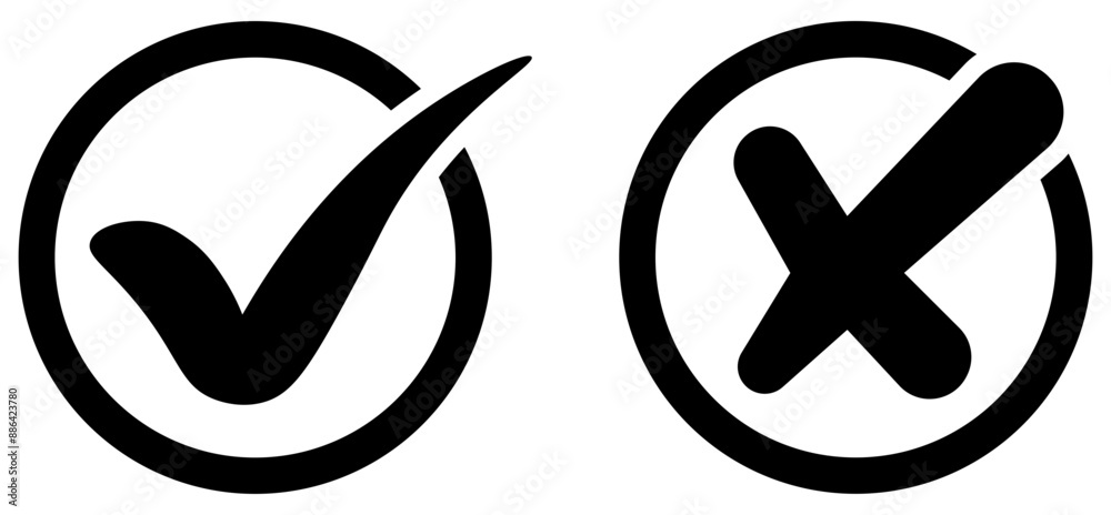 Vetor de Check mark and Cross icons .Checkmark tick and Cross symbol ...