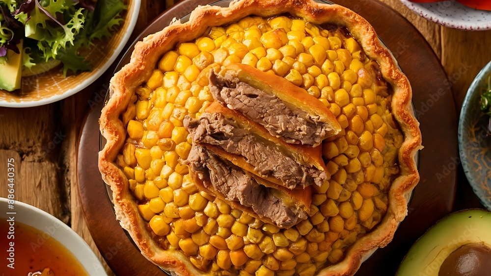 Pastel de choclo corn pie is a Chilean dish based on sweetcorn and beef ...