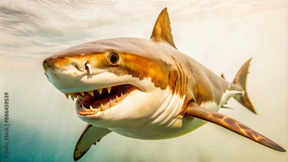 Magnificent great white shark displays a powerful jaws-wide smile ...