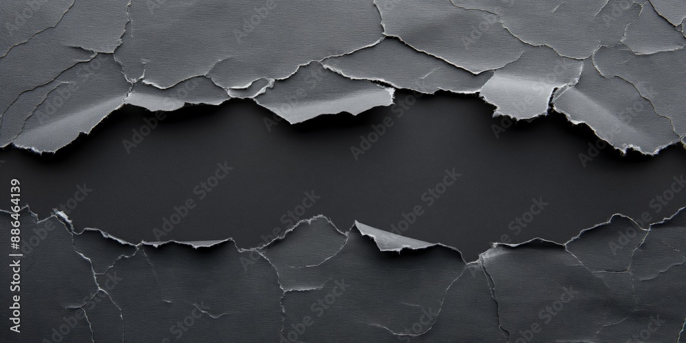 Sharp, straight tear through paper, creating a clear division with a ...