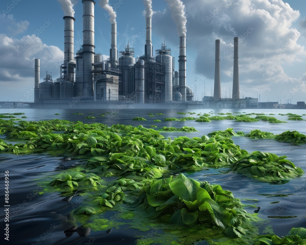 Industrial Pollution Impacting Water Quality, Green Algae Bloom in ...