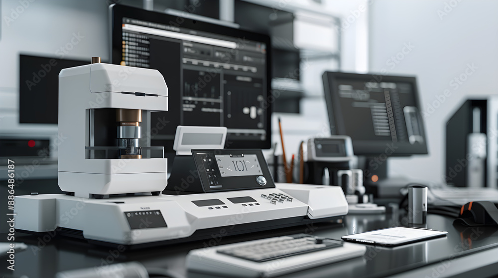 Modern High-Tech Device in Professional Workspace with Accessories ...