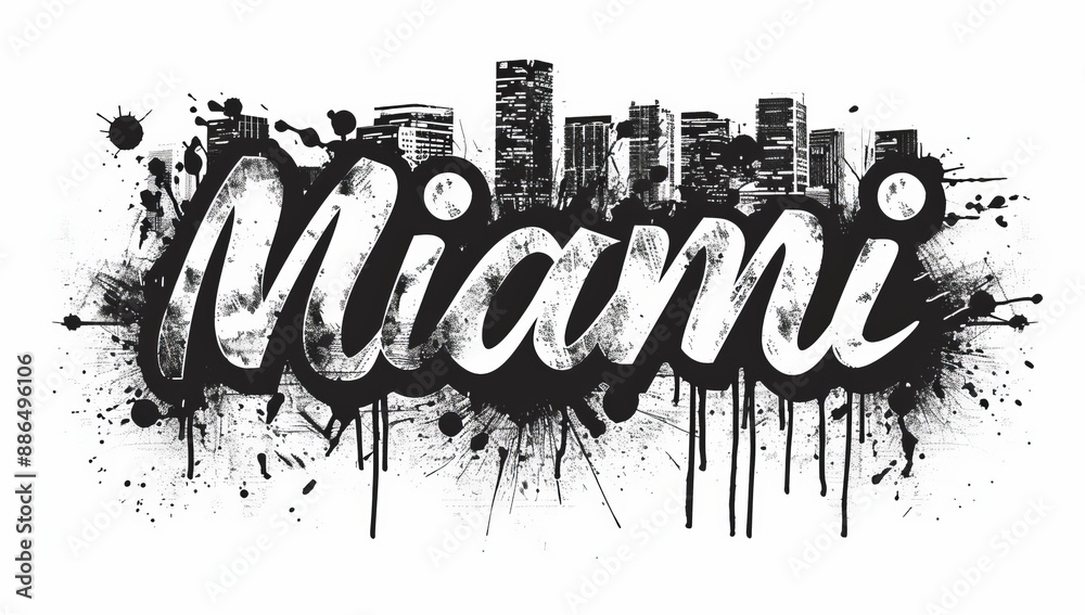 Isolated on transparent background, the name Miami is written in ...