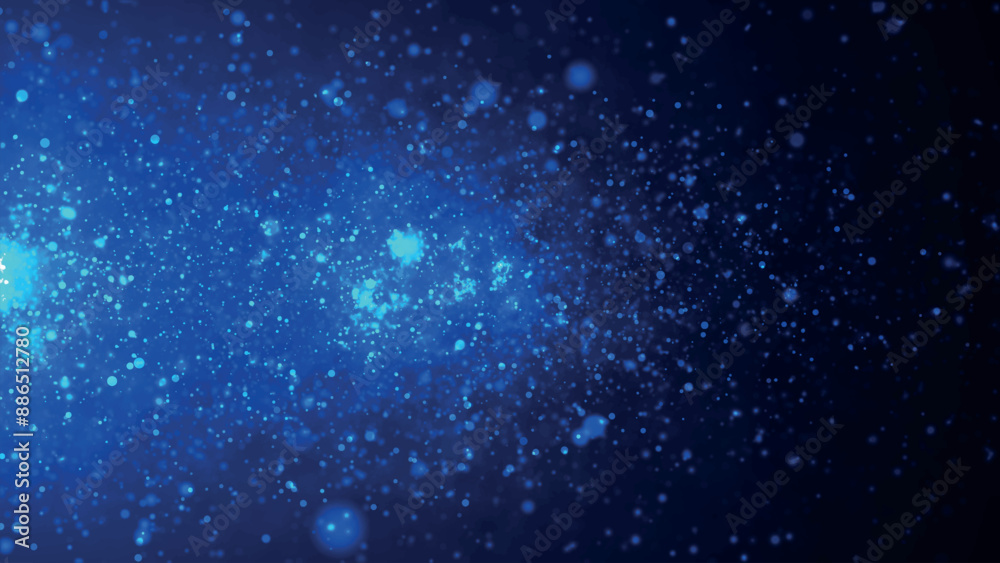 A dynamic wave of luminous particles flying horizontally. Sparkling ...