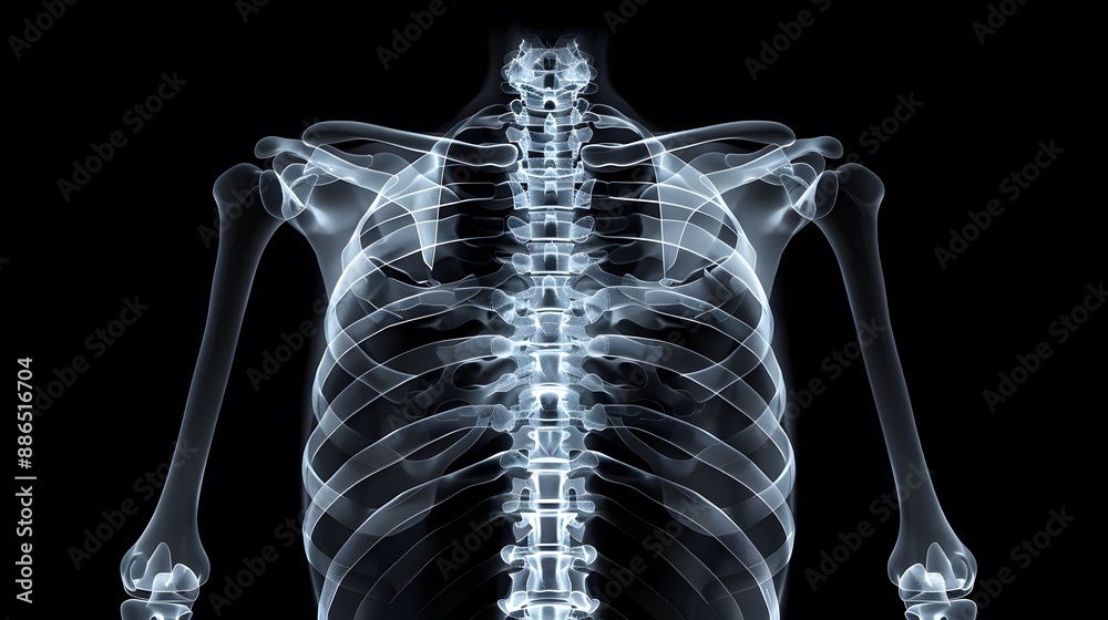 Foto de X-Ray of a Rib Cage: X-ray image of a human rib cage ...