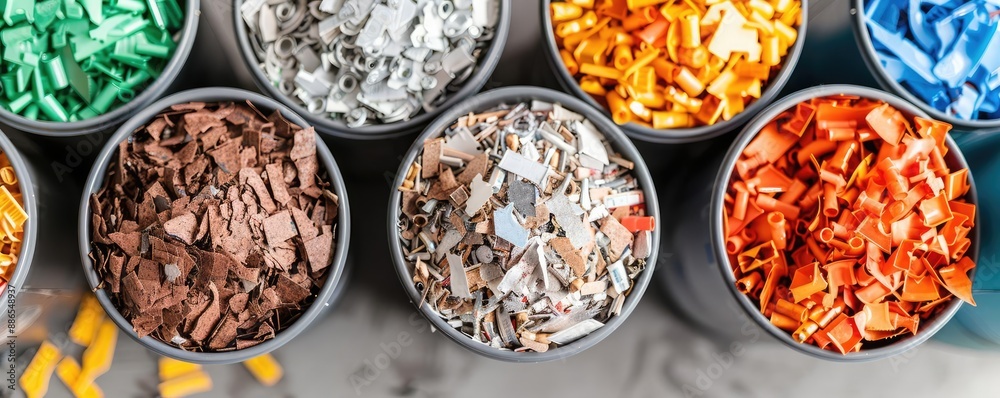 Recycling center sorting different materials, sustainability, resource ...