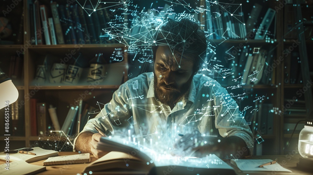 Mental calculation of a math expert's mind, flurry of floating ...