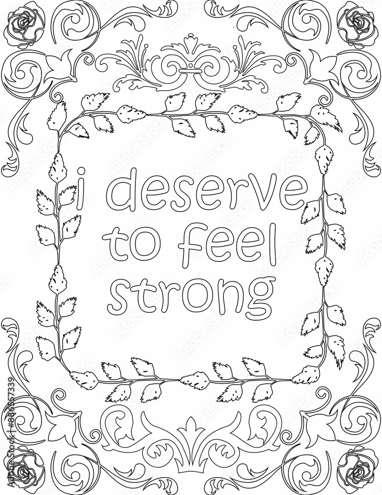 Printable floral coloring page for kids and adults with inspirational ...