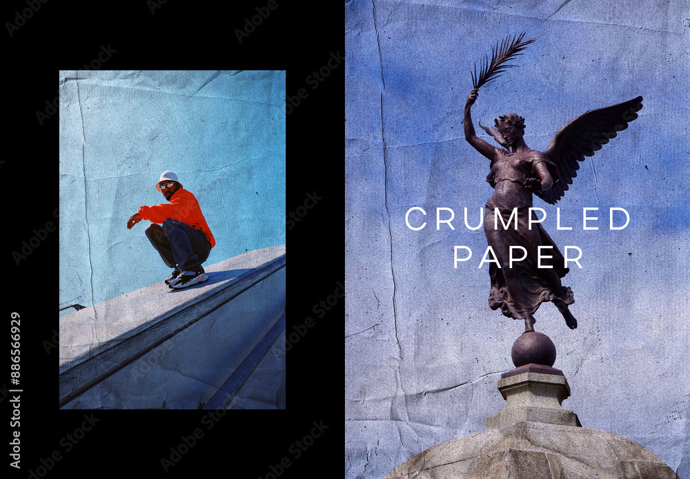 Crumpled Overlay Poster Texture Mockup With Generative AI Stock ...