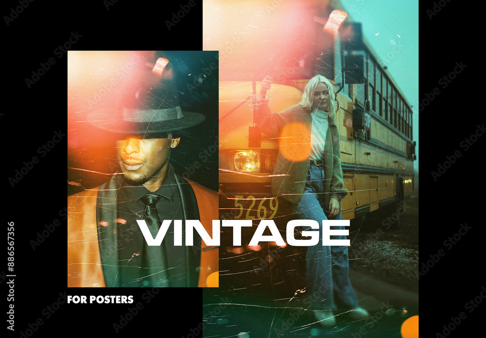 Fading Old Poster Photo Effect Mockup Stock Template | Adobe Stock