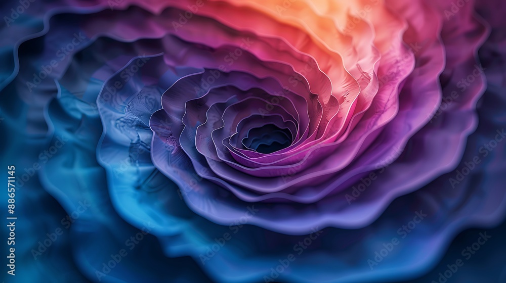 A vibrant abstract with concentric circles in a gradient of blues and ...