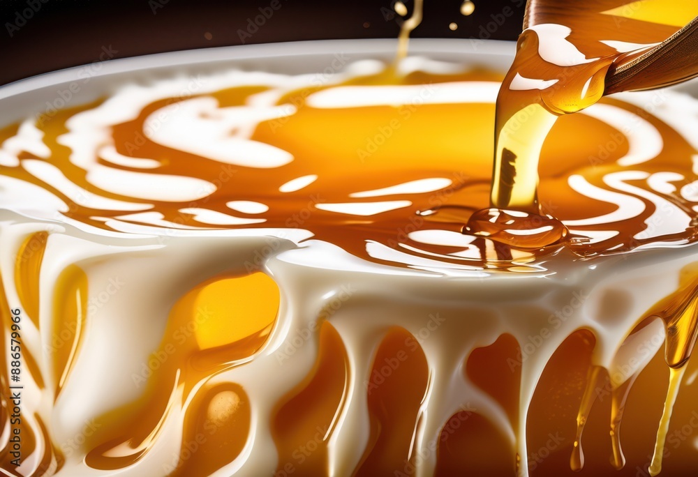 shiny honey drizzle creamy greek yogurt texture background, glistening ...