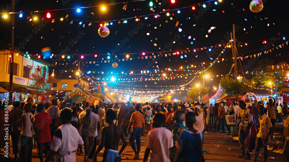 Enkutatash Festival, view of the square filled with people celebrating ...