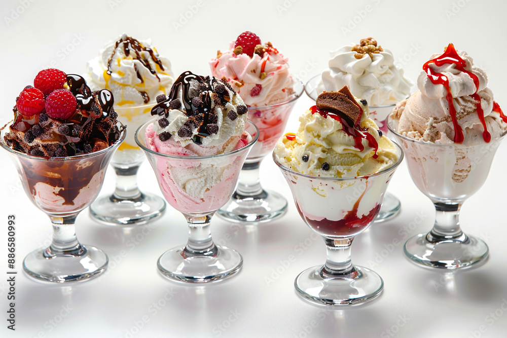 sundae treats served in tulip glass cups, featuring rich ice cream and ...