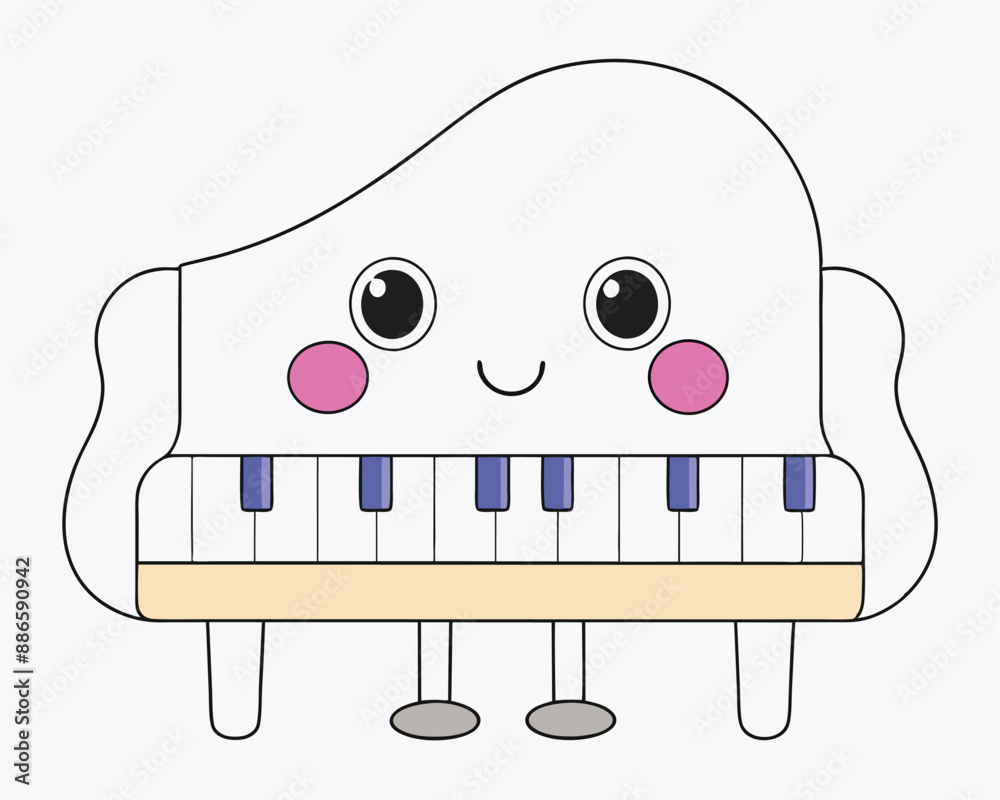 Cute Piano Vector Illustration - Cartoons, Clipart, and Line Art Design ...