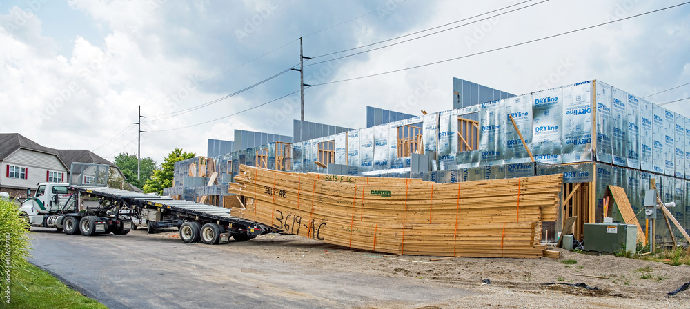 Dayton, Ohio - July 12, 2024: Semi-truck, roller bed sliding end of ...