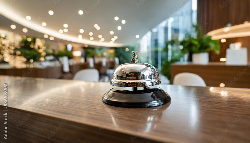 Modern luxury Hotel Reception Counter desk with Bell. Service Bell ...