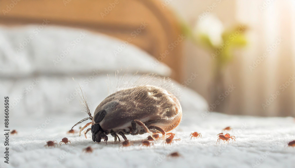 An Image Showcasing A Dust Mite Within A Bed Underscoring The ...