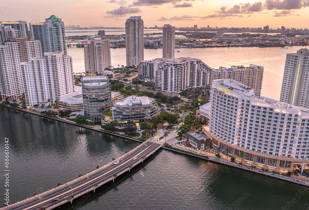 Brickell Key Miami, Florida, USA - 7/7/2024: Also known as" Claughton ...