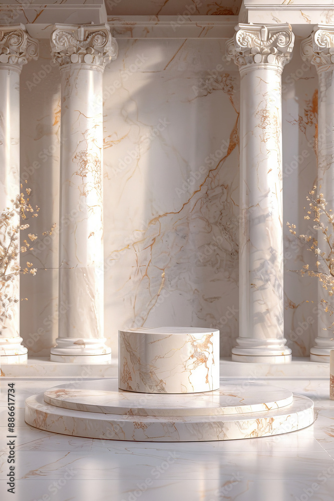 Smooth alabaster stone podium for product presentation on an elegant ...