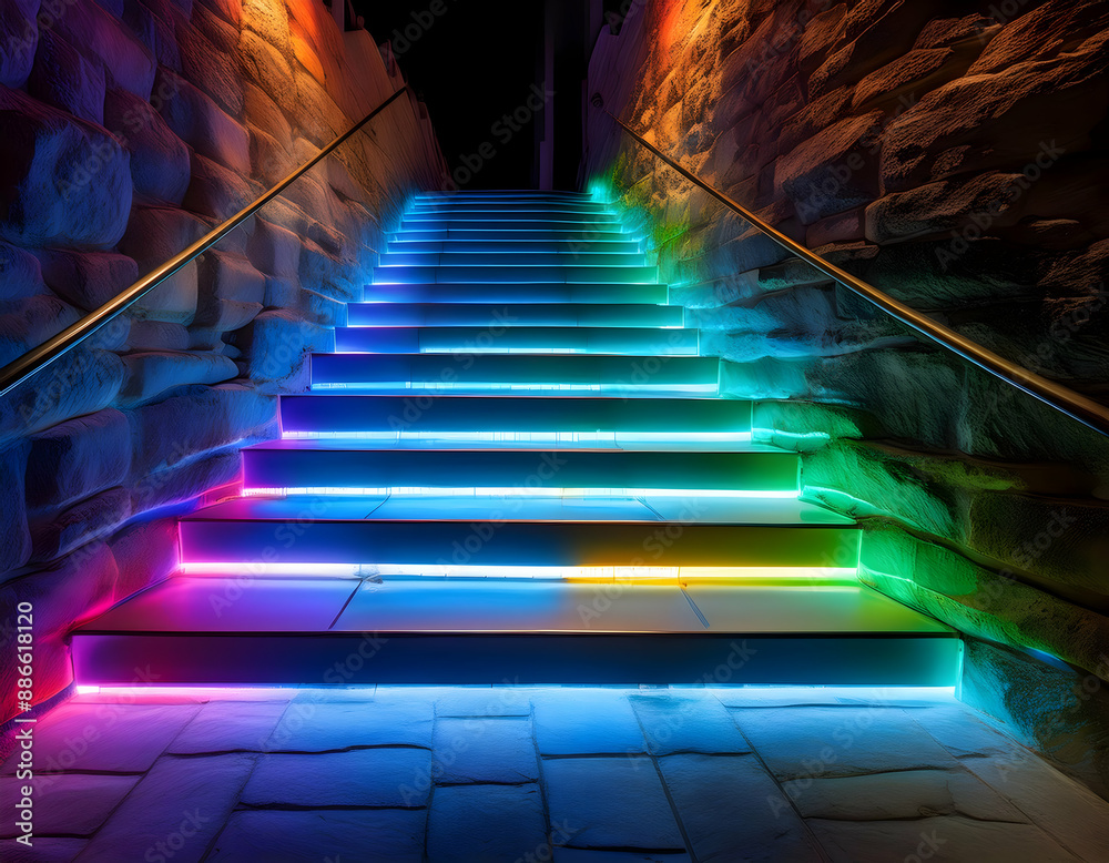 stairway to the light.staircase design featuring glowing LED steps in a ...