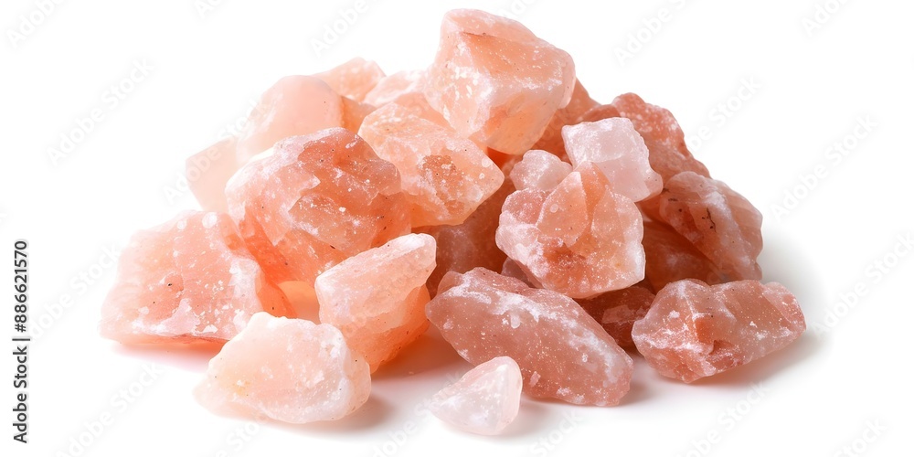 Himalayan Pink Salt mound stands alone on white backdrop. Concept Food ...