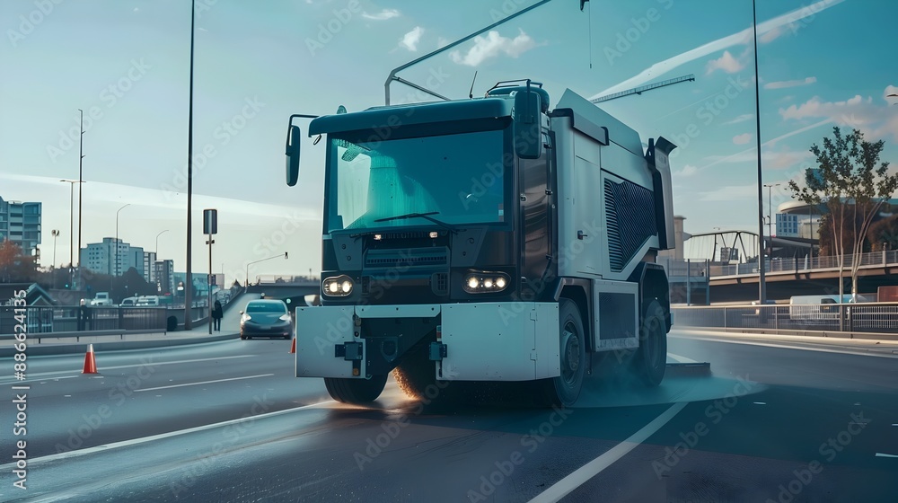 Autonomous Street Sweeper Cleaning City Roads with Advanced Urban ...