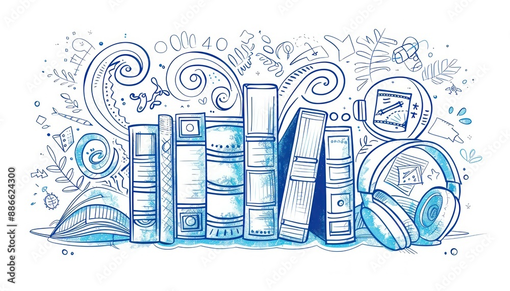 Educational and artistic coloring pages featuring abstract blue line ...