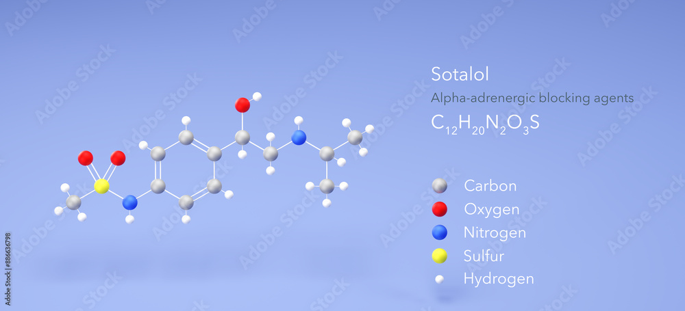 sotalol molecule, molecular structure, alpha-adrenergic blocking agents ...